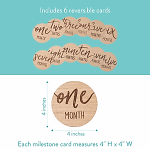 Kate & Milo Baby Monthly Milestone Marker Discs, Reversible Photo Props, Baby Growth and Pregnancy Growth Cards, Wooden