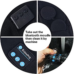 SYPVRY Sleep Headband Bluetooth Headphones, Over Eye Bluetooth Sleeping Headphones for Side Sleepers, Warm Wireless Sleep Eye Mask Headband for Women Men, Black