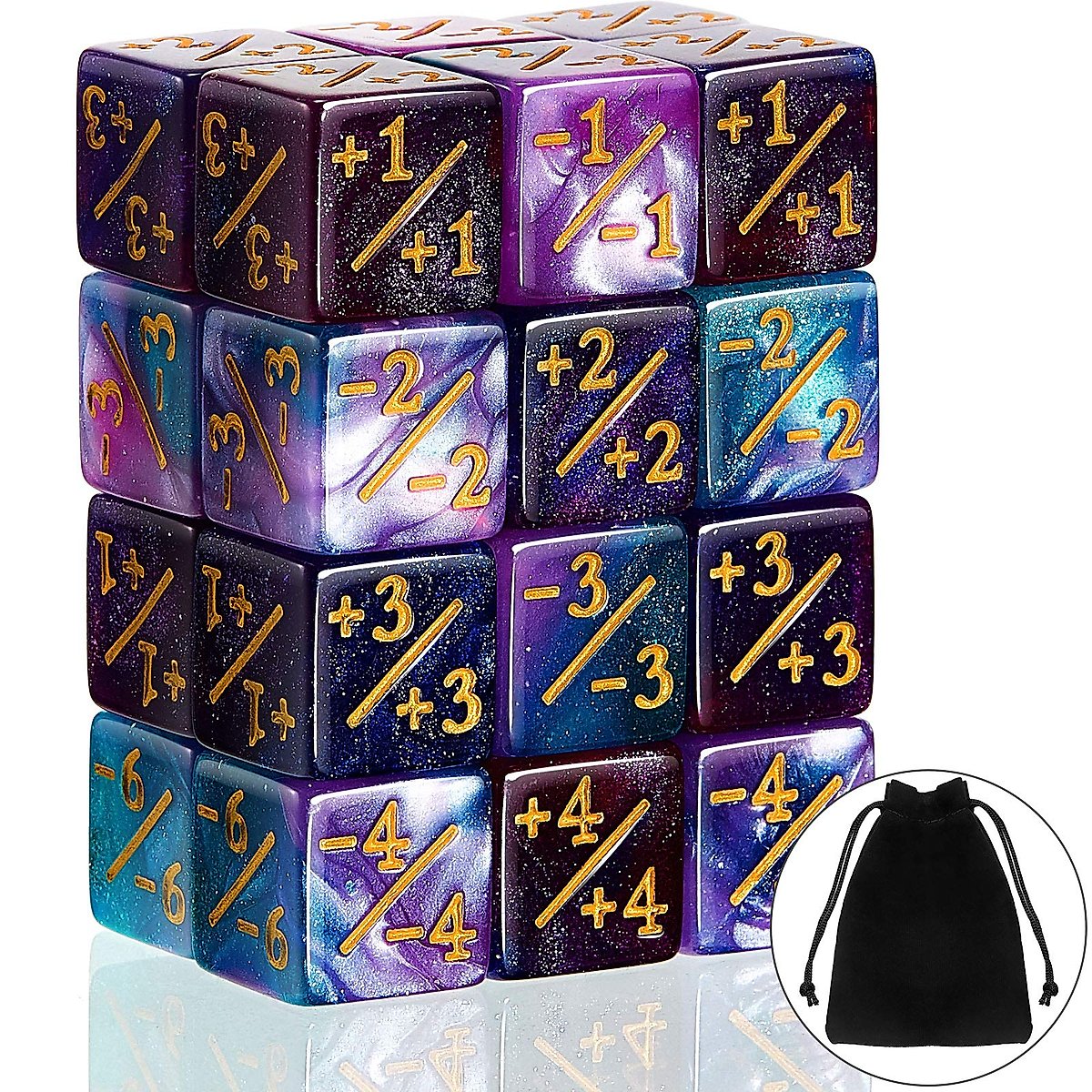 Sumind 24 Pieces MTG Dice Counters Token Dice Compatible with Magic The Gathering Dice Glitter D6 Dice Cube Loyalty Counter Dice Compatible with MTG, CCG, Card Gaming Accessory (Fresh Style)