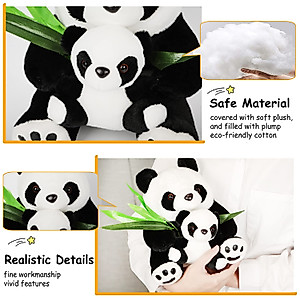 AIXINI 10" Plush Panda Stuffed Animals with Panda Baby Soft Toy, Native Mom & Baby Plush Bamboo Panda
