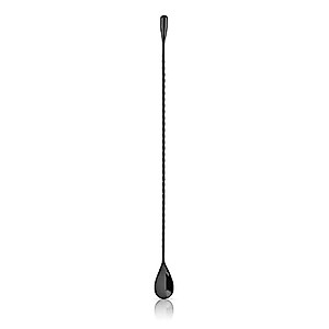Viski Gunmetal Weighted Stainless Steel Barspoon, Japanese Twisted Stem Handle, Teardrop Weight
