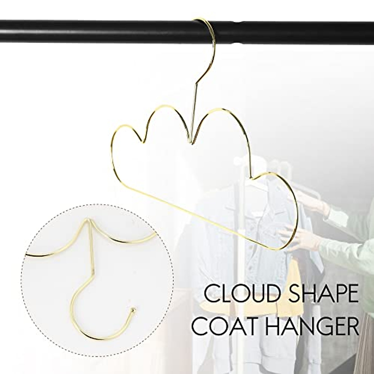 Pteanecay Coat Hangers for Kids,Gold Cloud Shape Metal Hangers Infant & Toddler Closet,11.8 * 7.7 * 0.2inch,10 PCS