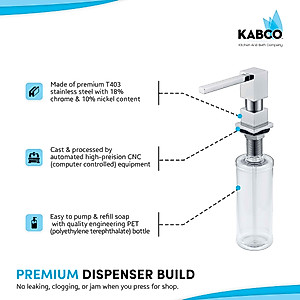 KABCO SD12BN Modern Brushed Nickel Stainless Steel Kitchen Under Sink Dish Dishwasher Soap Dispenser Lotion Dispenser Set for Kitchen Sink Built in Hand Soap Dispenser Pump Countertop Water Dispenser