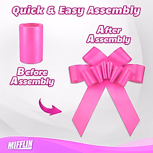MIFFLIN-USA Big Car Bow (Glossy Pink, 30 inch) Butterfly Shape Gift Bow, Giant Bow for Car, Birthday Bow, Huge Car Bow, Car Bows, Big Pink Bow, Bow for Gifts, Christmas Bow for Cars