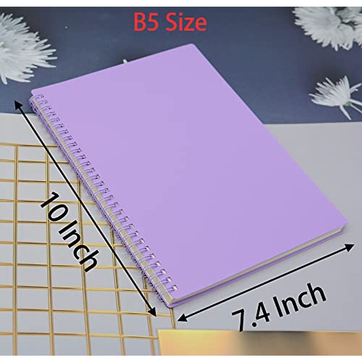 Yansanido Spiral Notebook, 4 Pcs 10 Inch x 7.4 Inch B5 Thick Plastic Hardcover 7mm College Ruled 4 Color 80 Sheets -160 Pages Journals for Study, Work, Travel and Notes (B5, 4 Pcs Dark Color 2)