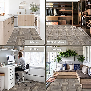 WIFEA Vinyl Flooring Roll, Vinyl Plank Flooring 23.6"x 118"/19 Sq.Ft, Unique Oak Texture Wear and Water Resistant Vinyl Flooring, 1.5mm Thickened Peel and Stick Floor Tiles for Any Room, Gray