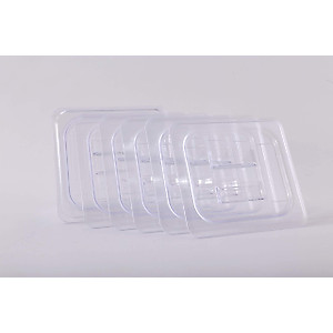 EASYROSE 6-Pcs Food Pan Lid 1/6 Size Clear Polycarbonate Hotel Pan Cover with handle