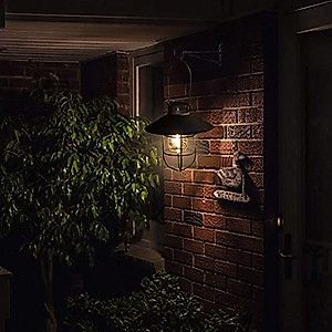 pearlstar Solar Lantern Outdoor Hanging Light Metal Solar Lamp with Warm White Edison Bulb Design for Garden Yard Patio Proch Decor(Black)