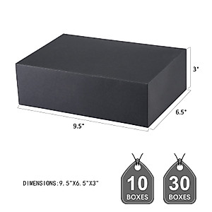 JINMING 30 Gift Boxes 9.5x6.5x3 Inches, Matte Black Gift Boxes Bulks for Mother's Day, Father's Day, Party, Birthday, Groomsmen Proposal Boxes for Light Gifts