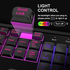 Havit Wired Keyboard, USB Quiet Backlit Computer Keyboard Ergonomic LED Gaming Keyboards Wrist Rest 104 Keys for Office PC Desktop Laptop Game Black (Renewed)