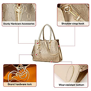 FOXLOVER Small Cow Leather Handbags for Women Shoulder Bag Monogram Designer Tote Bag Top-Handle Satchel Purse