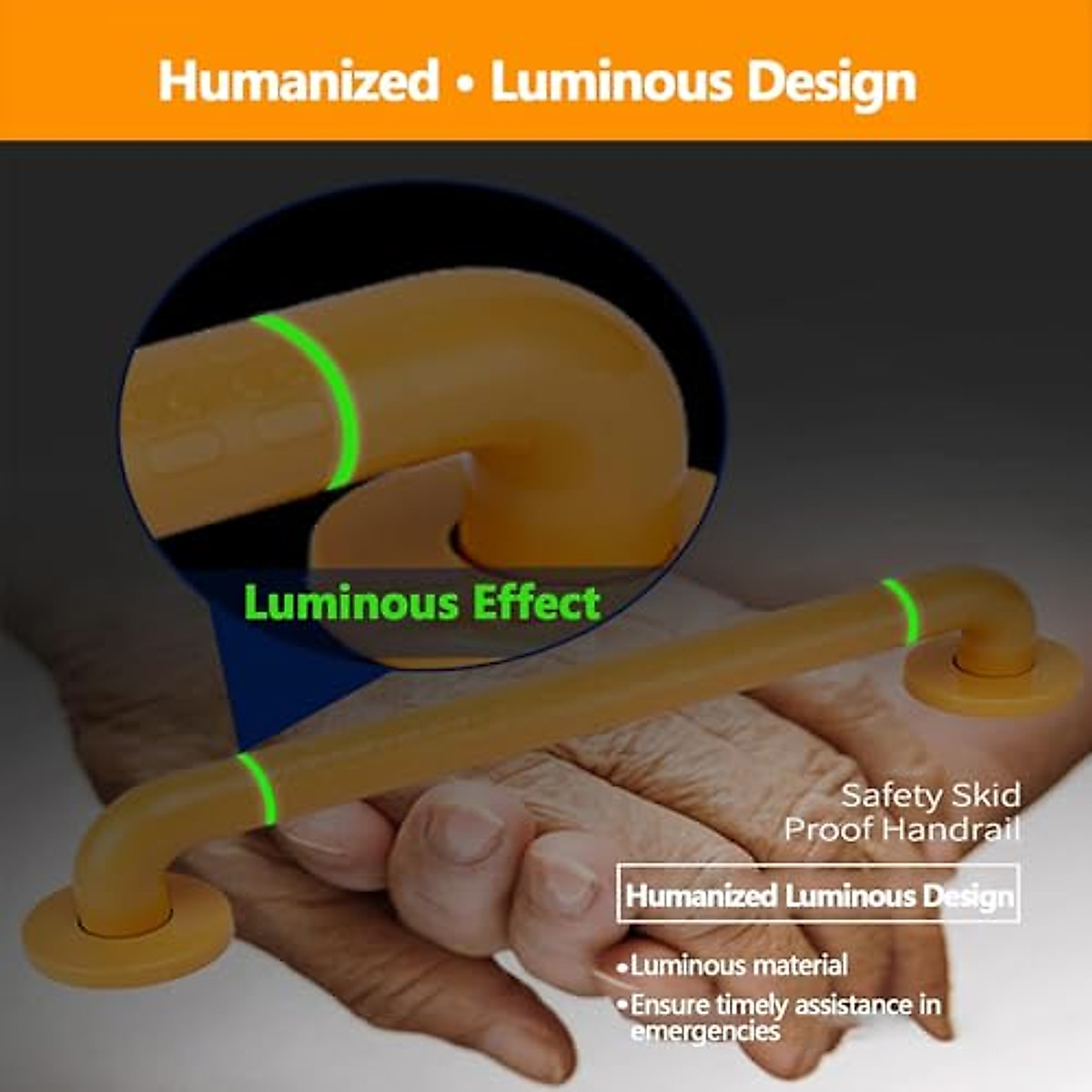 Psmpeng Bathroom Grab Rails 304 Stainless Steel Shower Handle Bathtub Grab Bar with Safety Circles Handrail ?for Elderly Disabled Toilet Seniors Kitchen(Black,30cm)