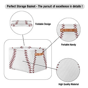 Foldable Storage Baskets, Baseball Cube Organizer Bins with Dual Handles Nursery Closet Shelf Storage Box for Clothing, Books, Cosmetic, Toys, 15"x11"x9.5"