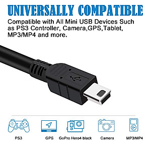BestCH 3ft Mini USB Charger SYNC Cable Cord Compatible with Sony PlayStation Move Motion Controller