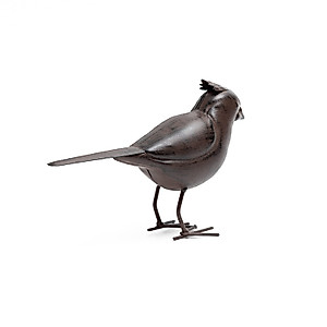 Decorative Small Nostalgia Style Cute Bird Art Iron Sculpture Figurine Home & Office & Garden Decoration, Rust/Brown (Cardinal Bird)