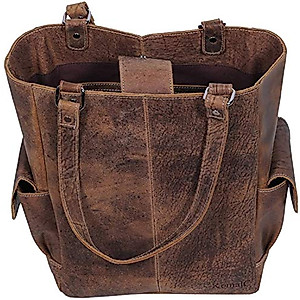 KomalC Genuine Soft Chicago Buff Leather Tote Bag Elegant Shopper Shoulder BagSALE (Grace)