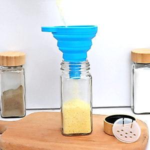 Datttcc 30 Pcs Spice Jars,4 OZ Glass Spice Jars with Bamboo Lids,Spice Jars with labels,Chalk Marker and Collapsible Funnel,Spice Containers for Spice Rack,Cabinet