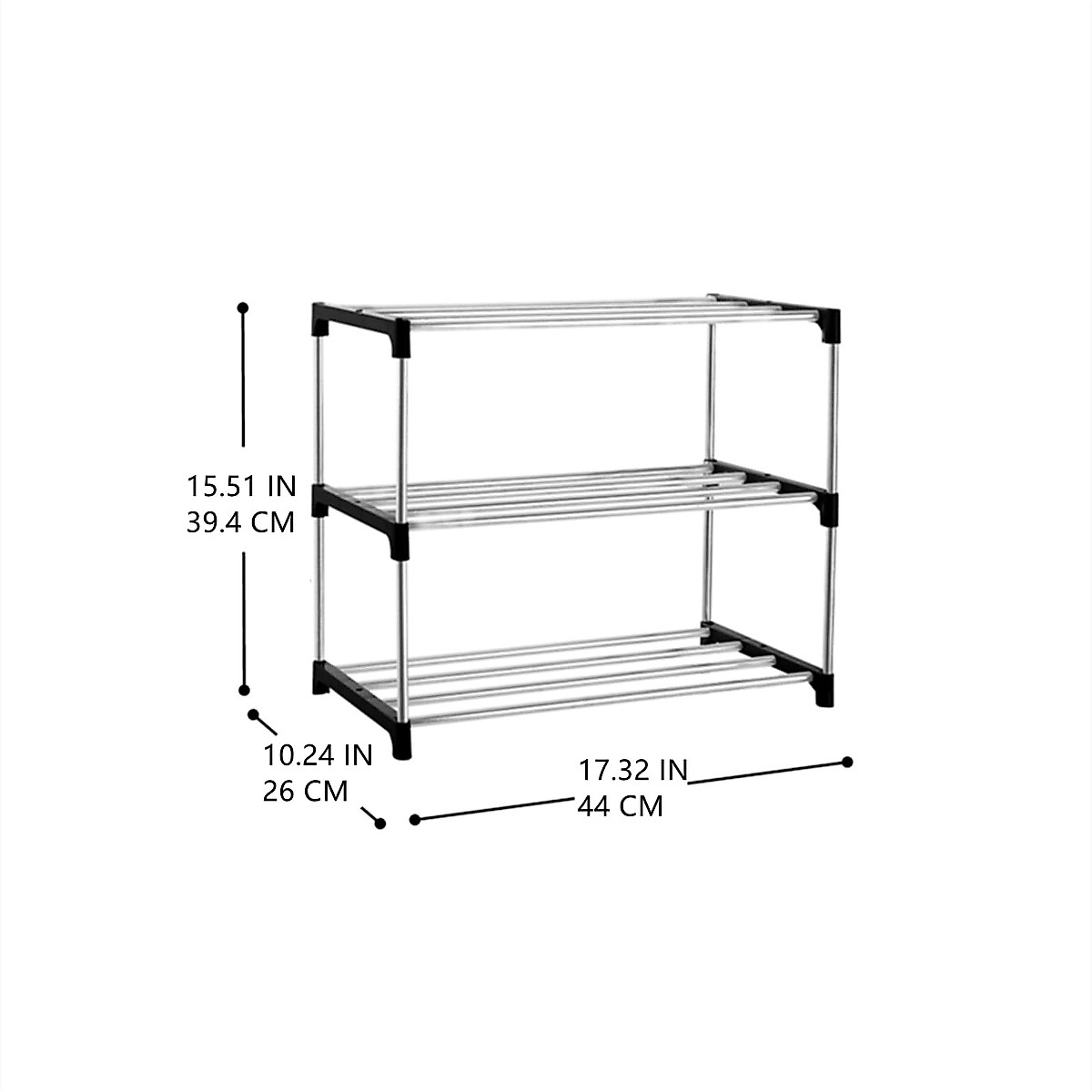 Xerhnan 3-Tier Stackable Small Shoe Rack, Lightweight Shoe Shelf Storage Organizer for Entryway, Hallway and Closet(Black)