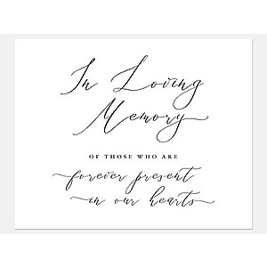 In Loving Memory Sign for Wedding White Sign with Black Lettering Printed on Professional Thick Linen Cardstock White Wedding Decoration UNFRAMED Elegant Minimalist Style