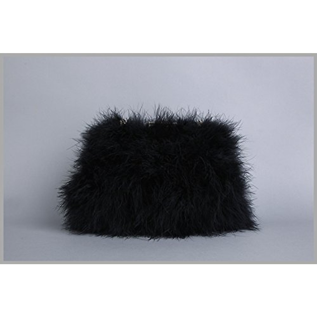 Zarapack Womens' Genuine Fluffy Feather Fur Clutch Shoulder Bag (Black)