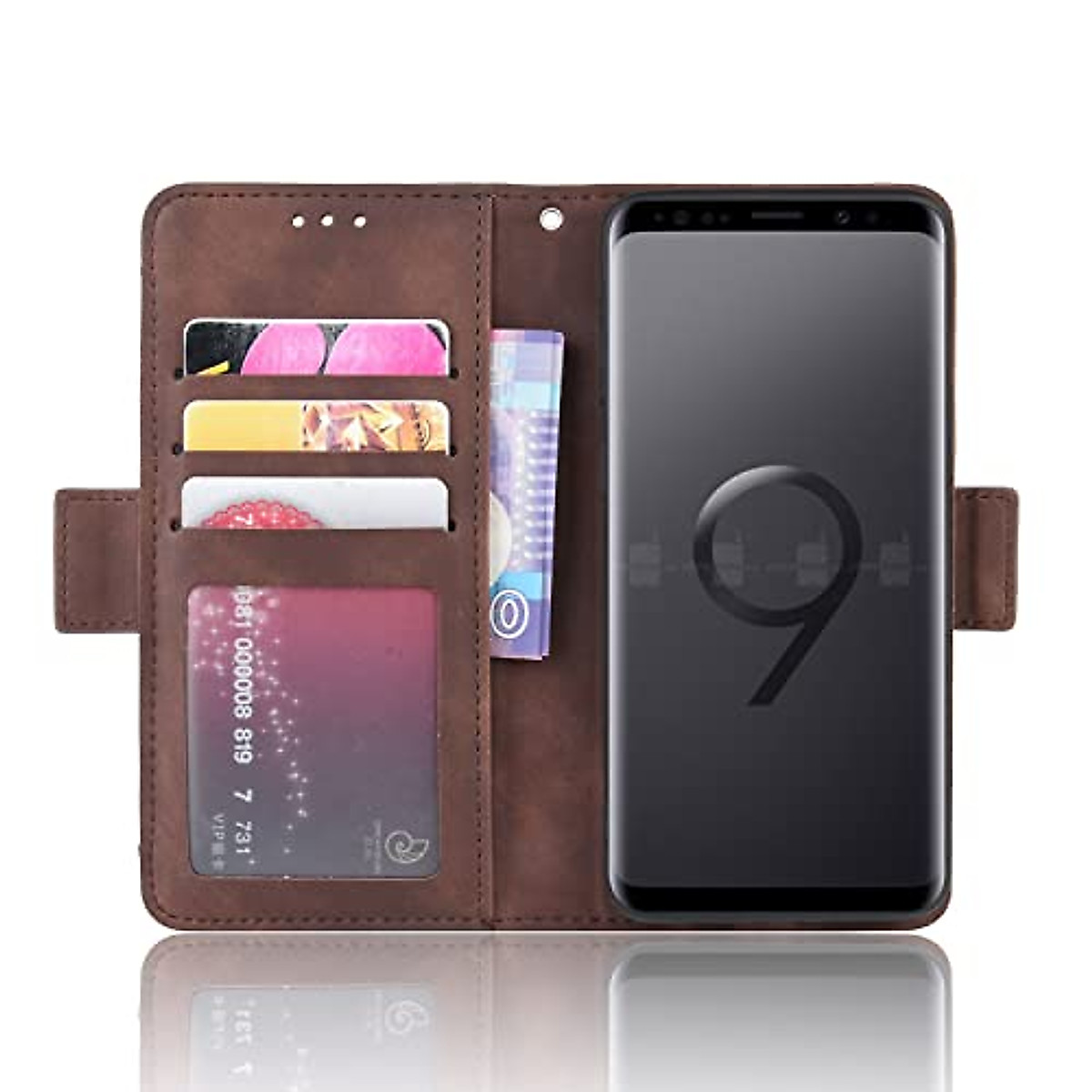 Card Slot Case for Samsung Galaxy S9 Plus Stand Flip Case Cover for Samsung Galaxy S9 Plus Retro Magnetic Phone Shell Wallet Phone case with Card Slots