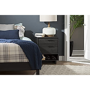 South Shore Fynn Nightstand with Cord Catcher, Gray Oak, 22.25 in x 16.5 in x 24.75 in (D x W x H)