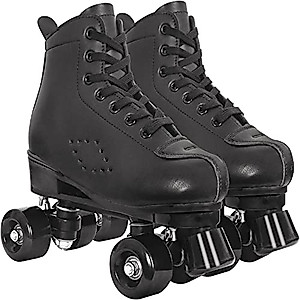Roller Skates for Women with PU Leather High-top Classic Double Row Rollerskates, Unisex-Adult Derby Skate for Beginner,Fast Braking Rink Skates