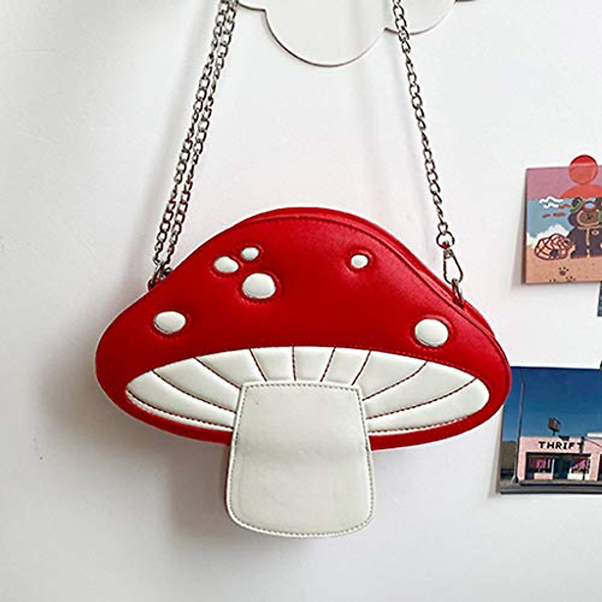 Youngy Women Mushroom Shape PU Leather Shoulder Crossbody Bag Tote Chain Satchel Purse