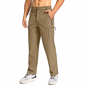 Pudolla Men's Hiking Cargo Pants Lightweight Outdoor Travel Pants for Men with Multi-Pockets for Fishing Camping Work(Sage Medium)