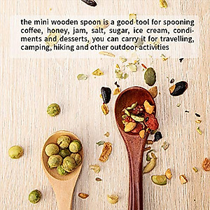 sansheng 4 Pcs Mini Wooden Spoons, Wood Soup Spoons for Eating Mixing Stirring Cooking, Handle Spoon with Japanese Style Kitchen Utensil, with Tied Line on Handle(13cm)