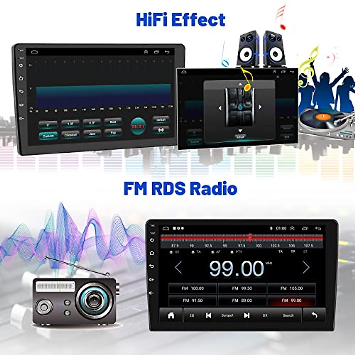 Double Din Android 11 Car Stereo Wireless Apple Carplay Android Auto【2G+32G】 Hikity 10.1 Inch Touch Screen Car Audio Receiver Bluetooth FM Radio GPS Navigation WiFi HiFi IPS Display + Backup Camera