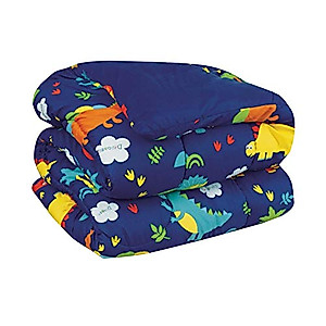 Bedding Haus Twin Kids Comforter Bedding Set (6pc), Multi-Color Dinosaur Design, Fun and Bright Bed Covers Boy Girl Kids, Comforter, Pillow Sham, Toy Pillow, 3pc Sheet Set, Twin 6pc Dino Multi