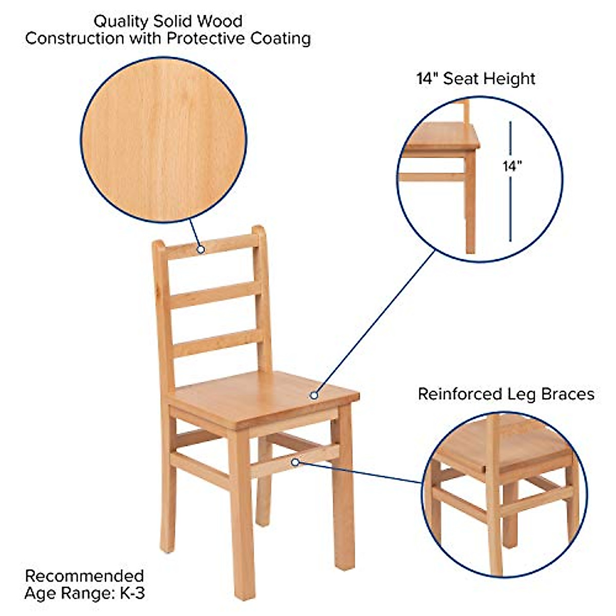 Flash Furniture Kyndl Kids Natural Solid Wood Table and Chair Set for Classroom, Playroom, Kitchen