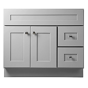 Design House 587097 Bath Unassembled Modern 2-Door 2-Drawer Bathroom Shaker Vanity Cabinet Only, 36 x 21,Grey