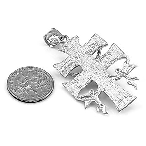 Religious Jewelry by FDJ 925 Sterling Silver Caravaca Double Cross with Angels Crucifix Pendant