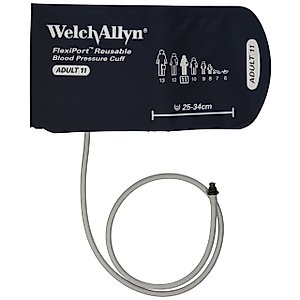 Welch Allyn REUSE-11-1TP FlexiPort Reusable Blood Pressure Cuffs with One-Tube Tri-Purpose Connectors, Adult, Size 11
