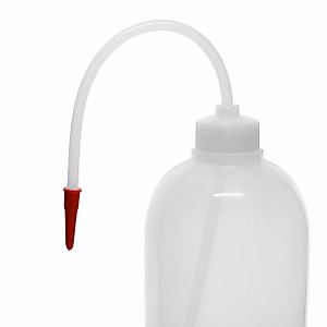 EISCO Wash Bottle, 1000ml - Polyethylene - Translucent, Unbreakable - Screw Cap with Flexible Delivery Tube for Dispensing Liquid - Includes Tube Cap