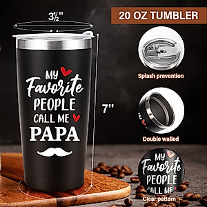 Papa Tumbler Cup Gifts for Grandpa Papa Fathers Day Birthday Gifts from Grandkids, Granddad Grandfather Grandparents Gift from Granddaughter, Best Grandpa Ever Gift, 20oz Black Cup and Socks Set