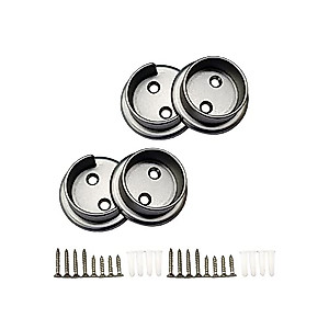 QCAA Extra Heavy Duty Premium Solid Brass Closet Pole Socket Set, 1-1/2 inch, with Stainless Screws, Satin Nickel, 2 Pairs, Made in Taiwan