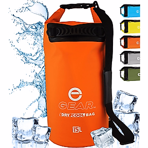 Enthusiast Gear Insulated Dry Bag Cooler | Waterproof Cooler for Kayaking, Hiking, Lunch, Fishing, and Beach – Leak Proof, Waterproof, Collapsible, with Padded Shoulder Strap (15L) - Orange