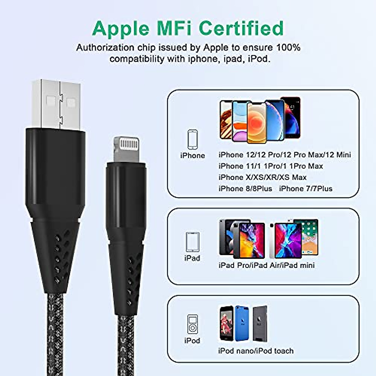 Long iPhone Charger Cord 26FT/8M [Apple MFi Certified] Extra Long iPhone Cable Fast Apple Charger Cable Nylon Braided 2.4A USB Lightning Cable for iPhone 14 13 12 11 Pro X XS Max XR