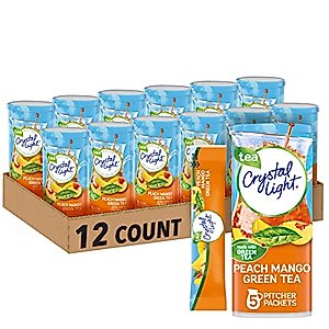 Crystal Light Sugar-Free Peach Mango Green Tea Naturally Flavored Powdered Drink Mix 60 Count Pitcher Packets