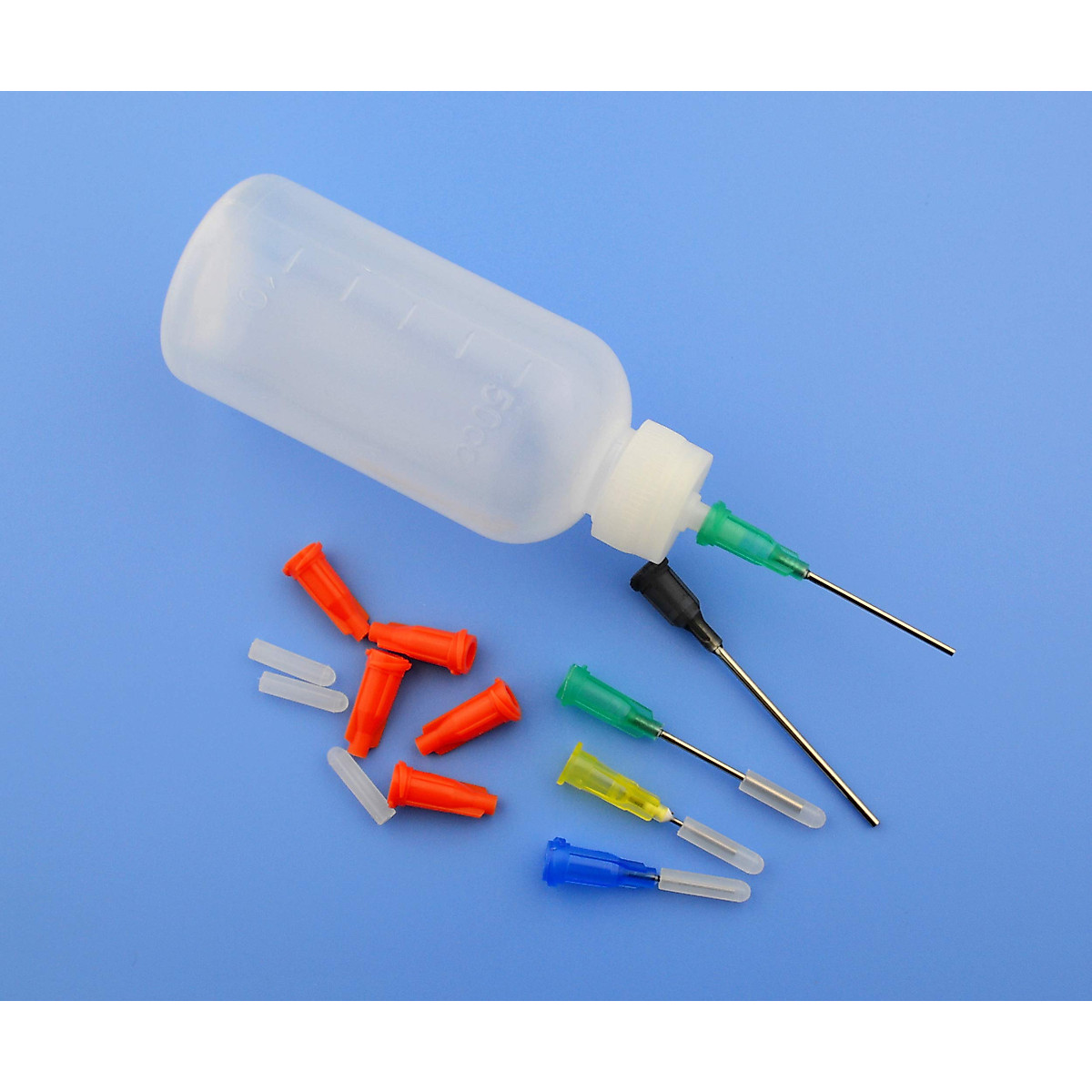 SHAOTONG 6Pcs Squeeze Bottle with 14Pcs Dispensing Needles and 1Pc Dispensing Brush and 12Pcs Cap (30ml+50ml+100ml)