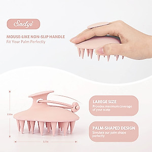 Sndyi Scalp Massager Shampoo Brush, 100% Silicone Hair Scrubber for Washing Hair, Upgraded Scalp Scrubber/Exfoliator for Dandruff, Head Scalp Massager for Hair Growth, Wet Dry Scalp Brush, Pink