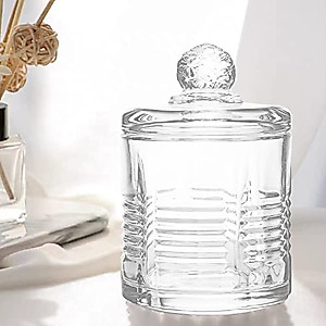 15oz Q-tips Holders[Set of 6], Glass Apothecary Jars with Lids, Bathroom Canister Storage Organization Accessories for Cotton Ball and Swab, Floss, Hair Ties & Pins, Mothers Day Gifts from Daughter, GQ004