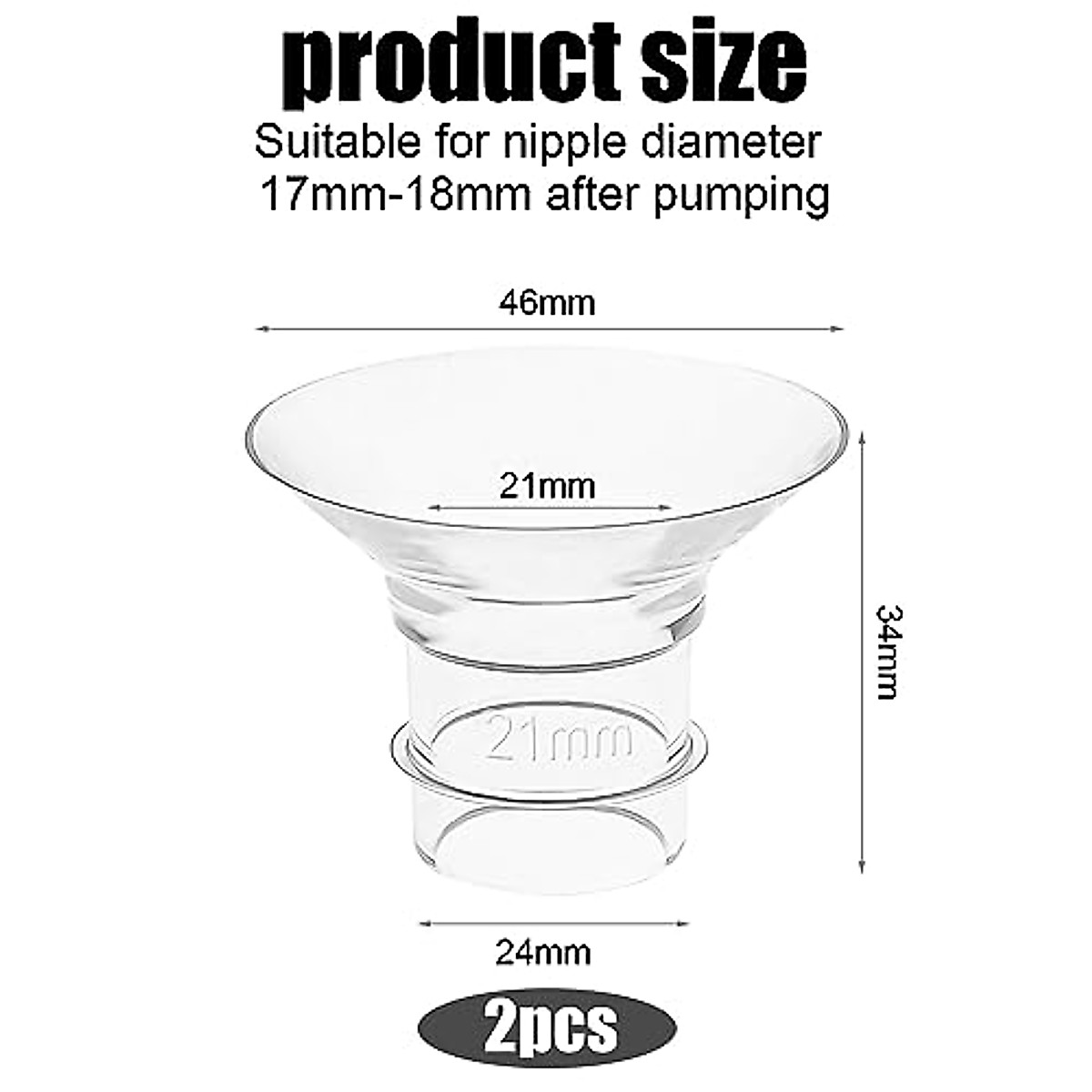 2pcs Flange Inserts, 21mm Wearable Breast Pump Accessories Silicone Breastpump Flange Insert Compatible with Medela/Spectra/TSRETE/Momcozy S9/S12/S9Pro/S12Pro