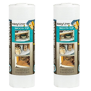 Duck 855145 Smooth Top EasyLiner Non-Adhesive Shelf and Drawer Liner 12-Inch x 20-Foot, White, 2 Rolls