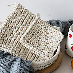 OSALADI Japanese Pot Holders Crochet Woven Hot Dishes Pans Mat Weave Cotton Trivets for Hot Dishes Hot Pot Holders （ 19CM ）