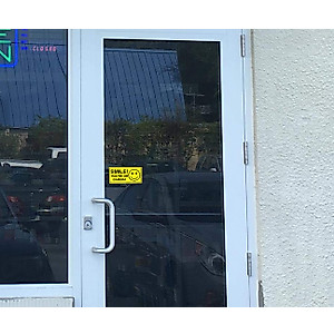 (Set of 6) Smile You're On Camera Sign - 2" x 4" - 4 Mil Vinyl - Laminated for Ultimate Protection & Durability - Self Adhesive Decal - UV Protected & Weatherproof - Heavy Duty