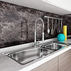 YENHOME Peel and Stick Countertops 24 X 200 Inch Sandstone Black Brown Granite Marble Contact Paper Decorative Marble Wallpaper Peel and Stick Kitchen Counter Contact Paper Marble Vinyl Wrap